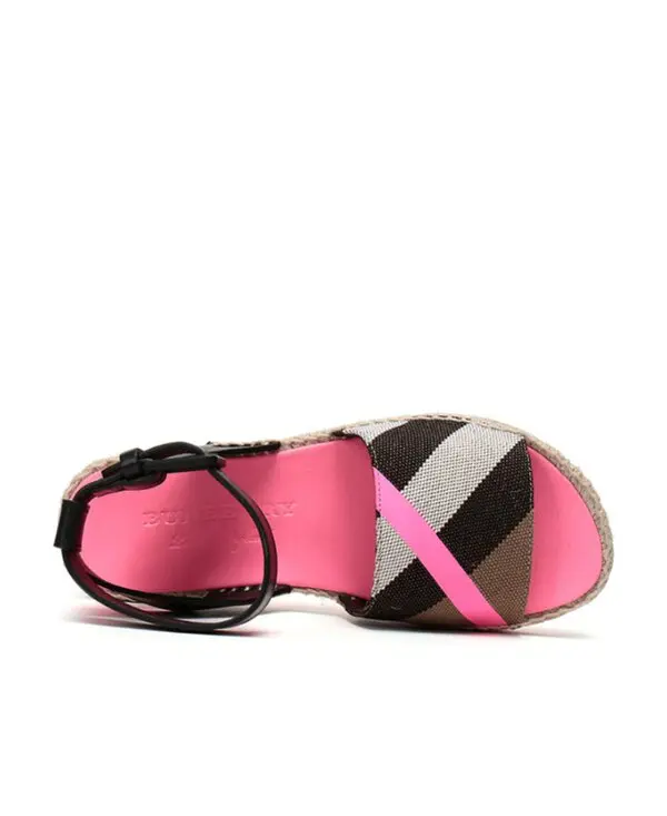 Burberry Checked Detail Flat Sandals