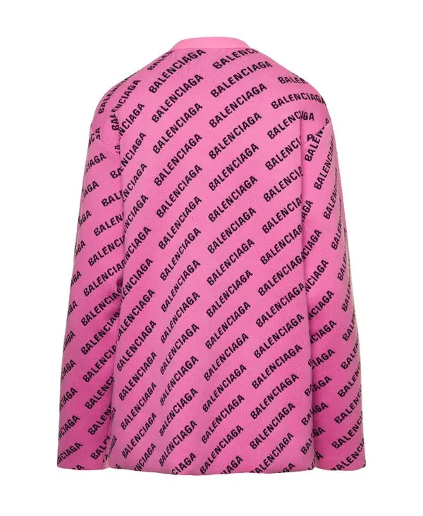 Balenciaga Logo Intarsia Knit Cardigan