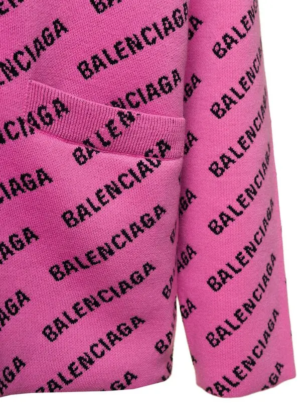 Balenciaga Logo Intarsia Knit Cardigan