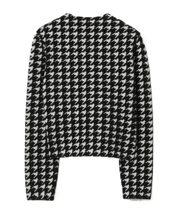 Burberry Houndstooth Pattern Crewneck Buttoned Cardigan
