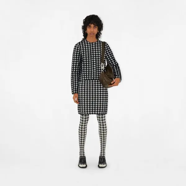 Burberry Houndstooth Pattern Crewneck Buttoned Cardigan