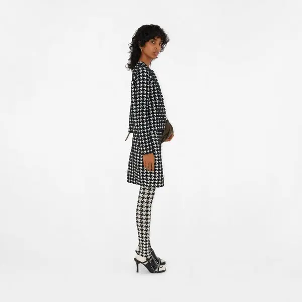 Burberry Houndstooth Pattern Crewneck Buttoned Cardigan