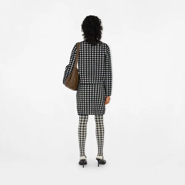 Burberry Houndstooth Pattern Crewneck Buttoned Cardigan
