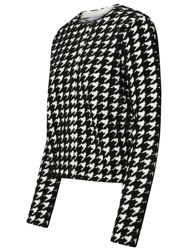 Burberry Houndstooth Pattern Crewneck Buttoned Cardigan