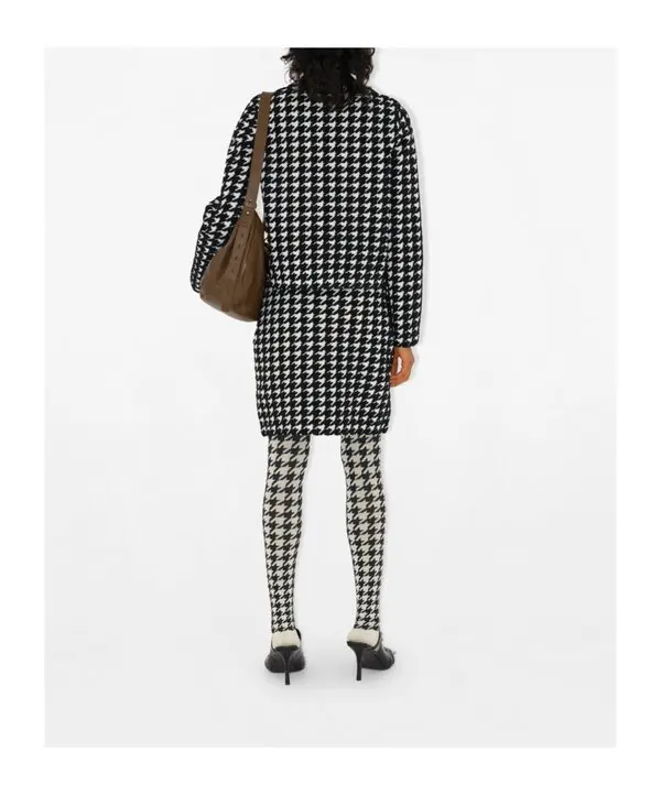 Burberry Houndstooth Pattern Crewneck Buttoned Cardigan
