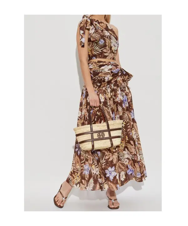 Zimmermann One Shoulder Floral Top With Knot Detailing