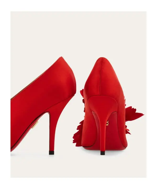 FERRAGAMO Floral Embellished Stiletto High Heel Pumps