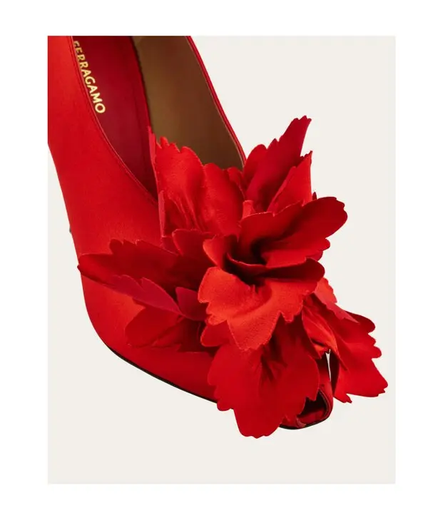 FERRAGAMO Floral Embellished Stiletto High Heel Pumps