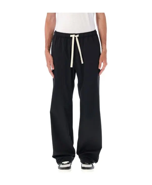 Palm Angels Logo Embroidered Drawstring Pants - Black