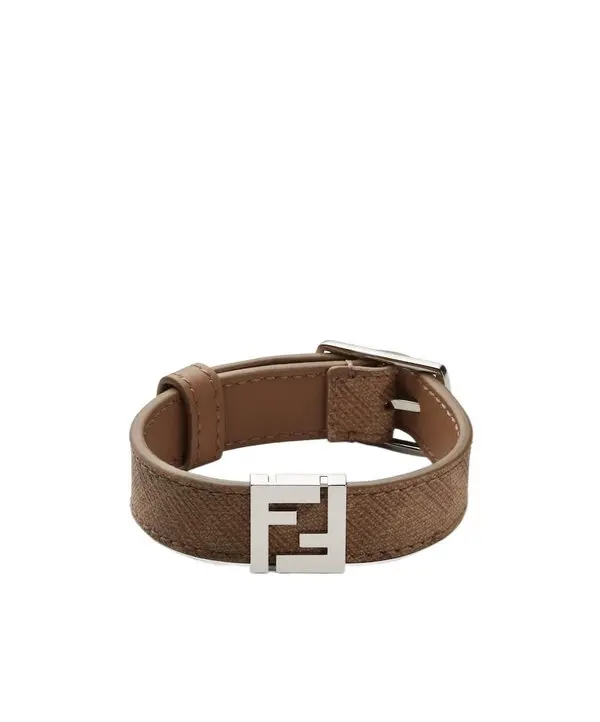 Fendi Ff Canvas And Leather Bracelet