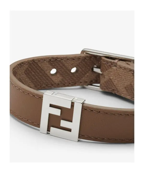 Fendi Ff Canvas And Leather Bracelet
