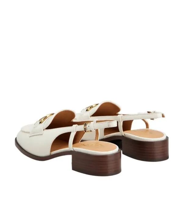 TOD'S Almond Toe Slingback Loafers With Chain Detail