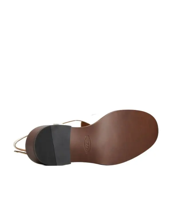 TOD'S Almond Toe Slingback Loafers With Chain Detail