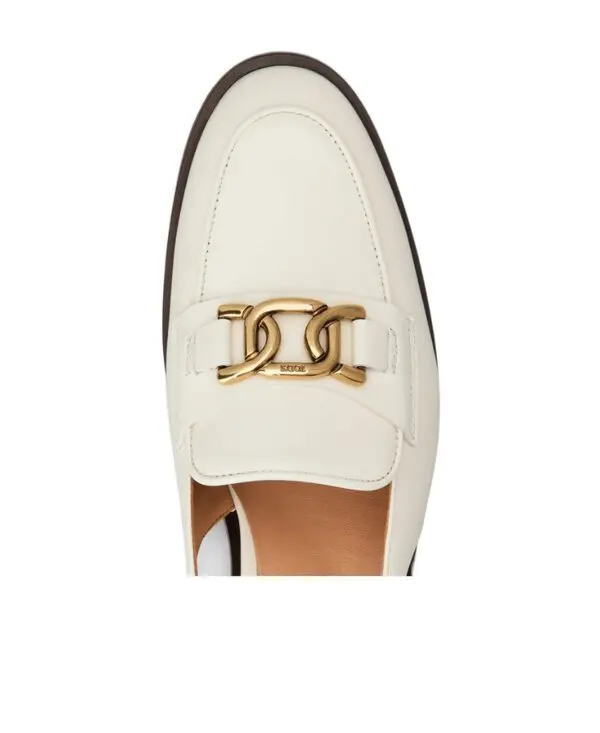 TOD'S Almond Toe Slingback Loafers With Chain Detail