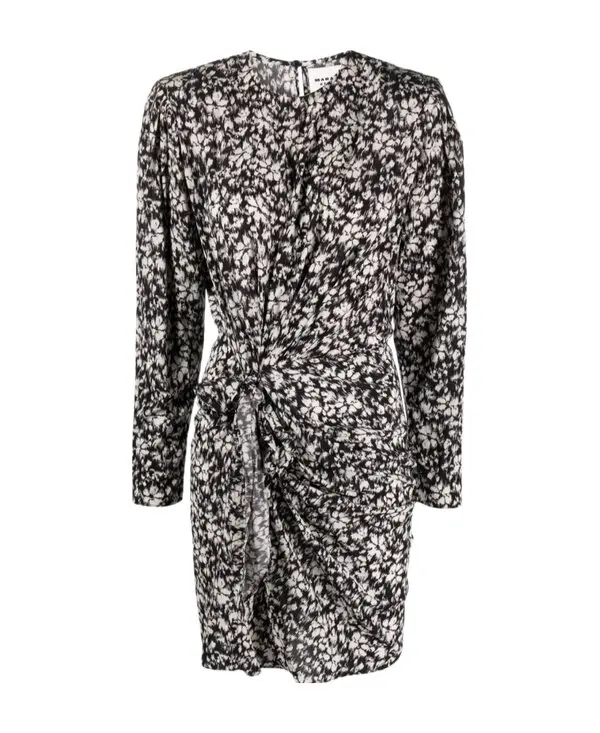 Isabel Marant Étoile Floral Print Long Sleeve Mini Dress - Black