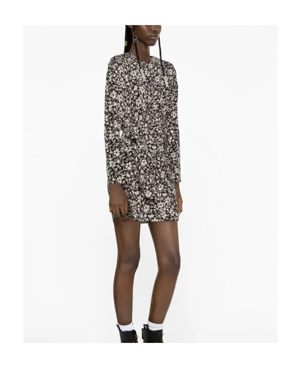 Isabel Marant Étoile Floral Print Long Sleeve Mini Dress - Black