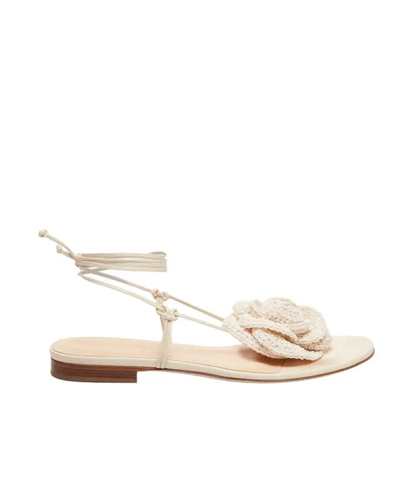 Magda Butrym Flower Crochet-knit Sandals - Cream
