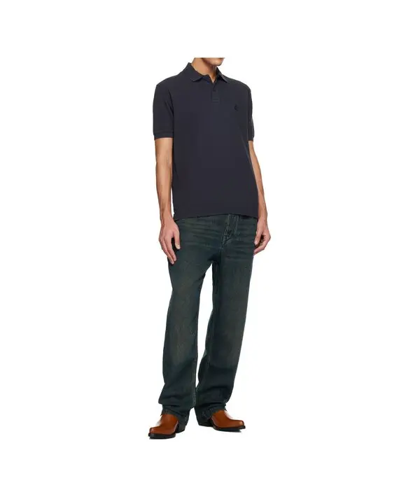 Isabel Marant Étoile Afko Logo Embroidered Buttoned Polo Shirt - Black
