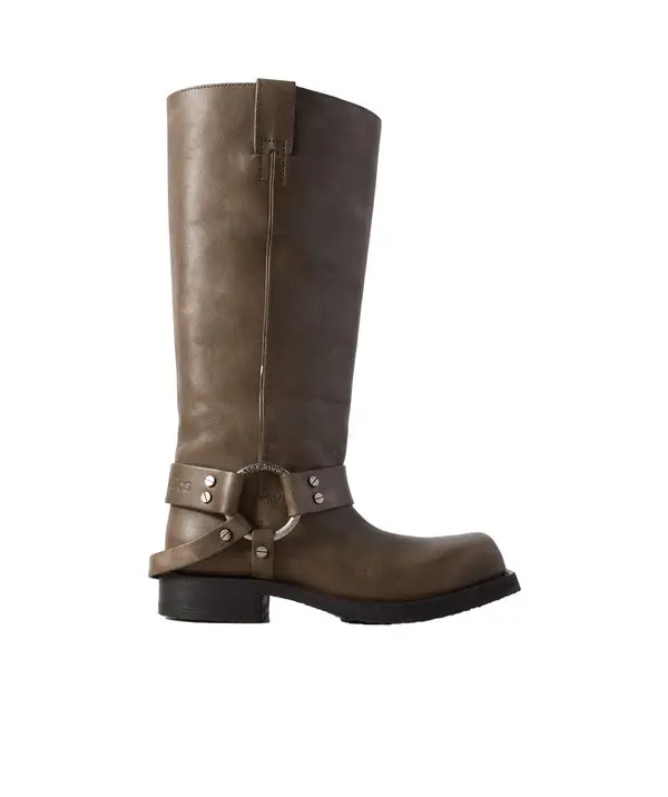 Acne Studios Square-toed Boots With Ring Detailing - Brown