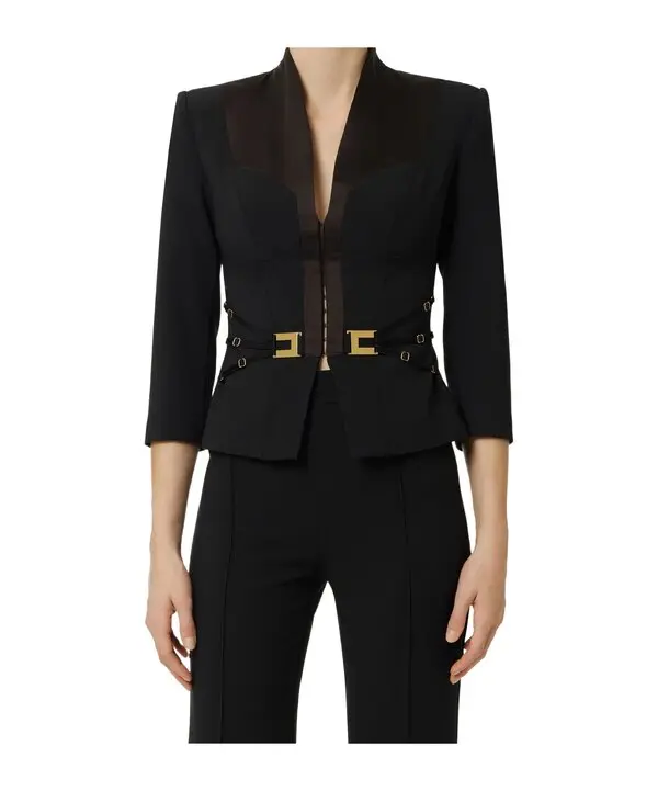 Elisabetta Franchi Satin Jacket - Black