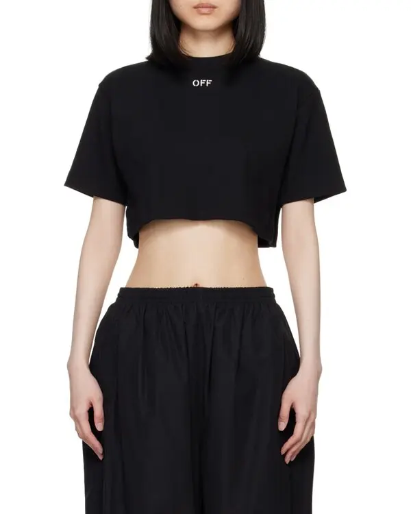 Off-White Off-stamp Crewneck Cropped T-shirt - Black