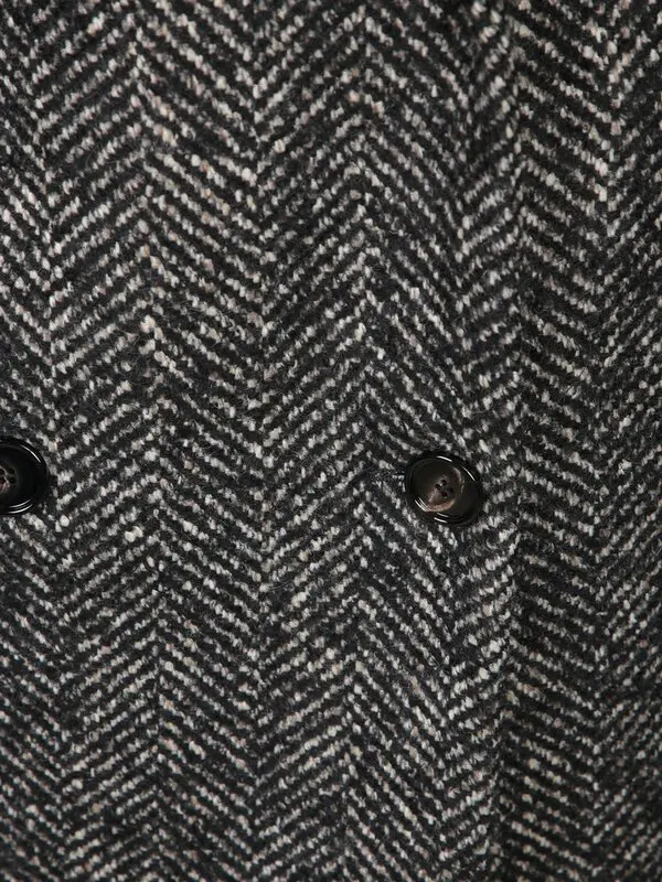 Tagliatore Herringbone Belted Coat - Black