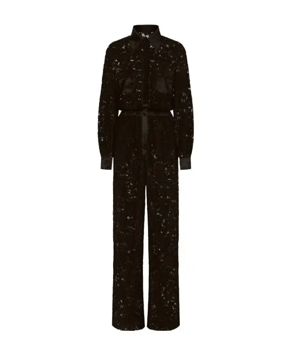 Dolce & Gabbana Lace Long-sleeve Jumpsuit - Black