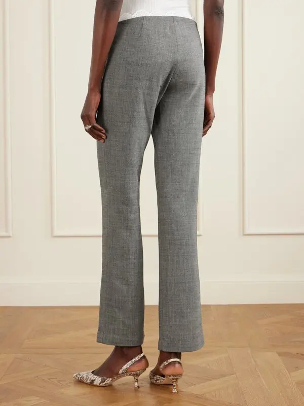 Magda Butrym Wool Flared Casual Pants With Embroidered Lace Trim