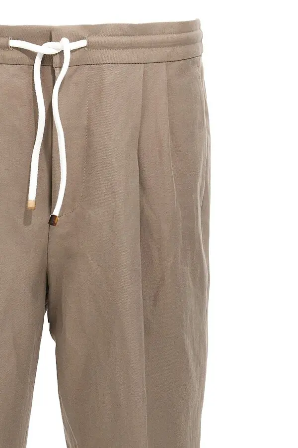 Brunello Cucinelli Drawstring Tapered Leg Trousers - Gray