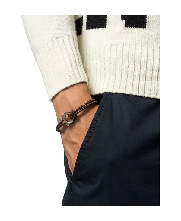 FERRAGAMO Gancini Woven Leather Bracelet - Black