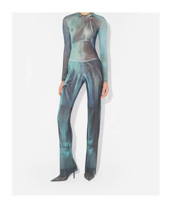 JEAN PAUL GAULTIER Printed Tulle Trousers - Blue