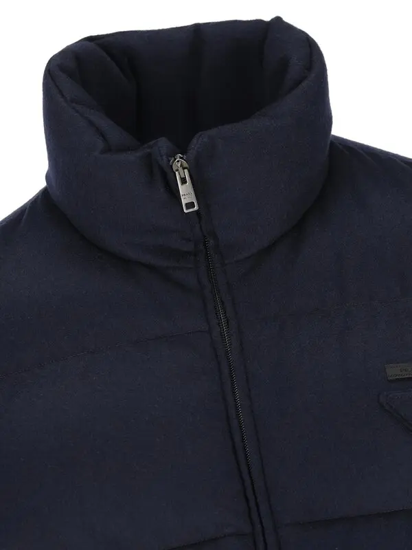 Prada Quilted Zip-up Jacket With Trimmed Pockets