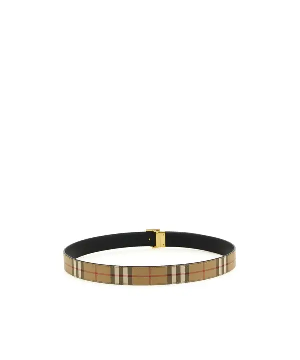 Burberry Tb Buckle Checked Reversible Belt - Black