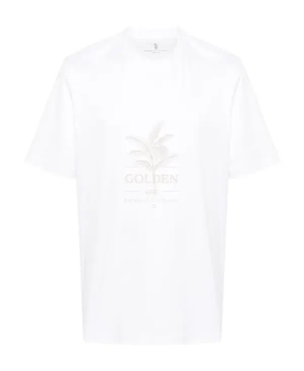 Brunello Cucinelli Logo Printed Crewneck T-shirt
