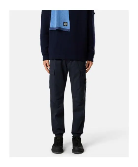 Stone Island Cargo Trousers With Compass Patch - Blue