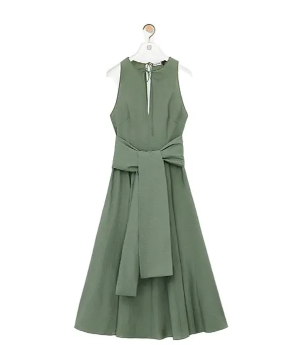 Loewe Sleeveless Wrap Midi Dress - Gray-green
