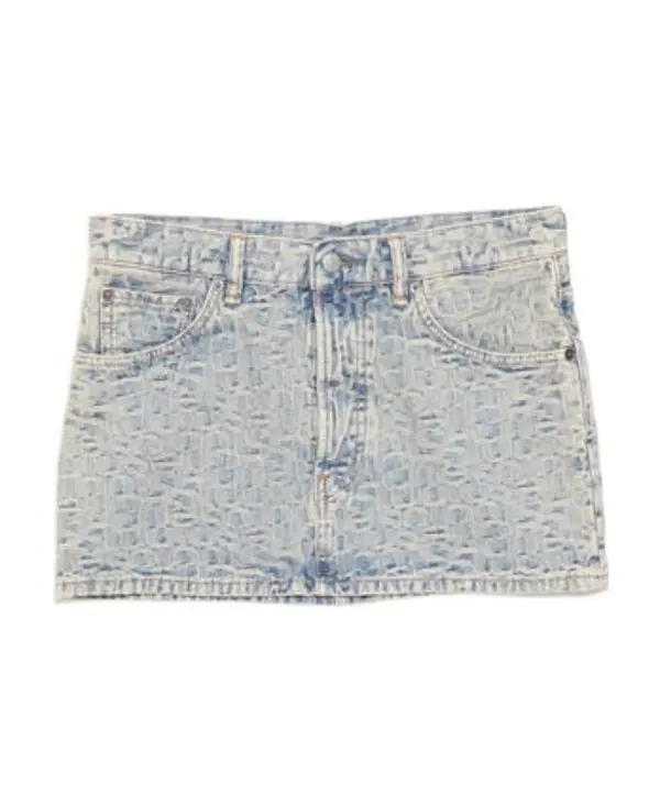 Acne Studios Logo Patch Low-waisted Mini Skirt - Blue/beige