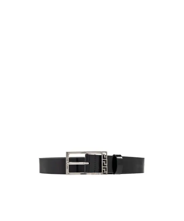 Versace Greca Buckle Fastened Leather Belt - Black