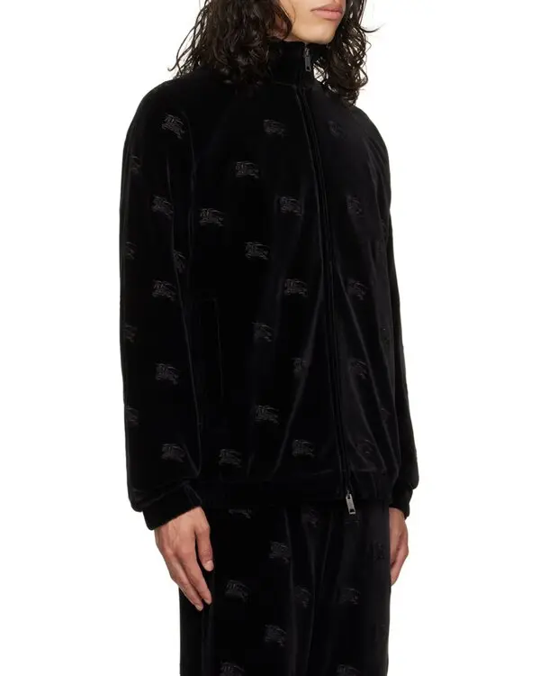 Burberry Ekd Velvet-finished High-neck Zipped Sweatshirt
