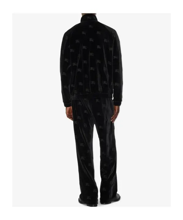 Burberry Ekd Velvet-finished High-neck Zipped Sweatshirt