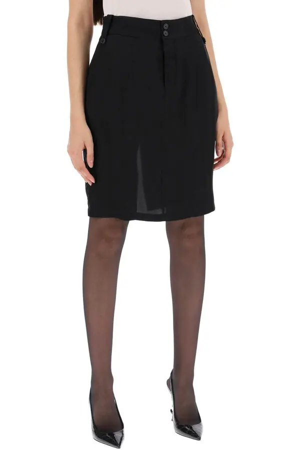 Saint Laurent Button Detailed Pencil Skirt