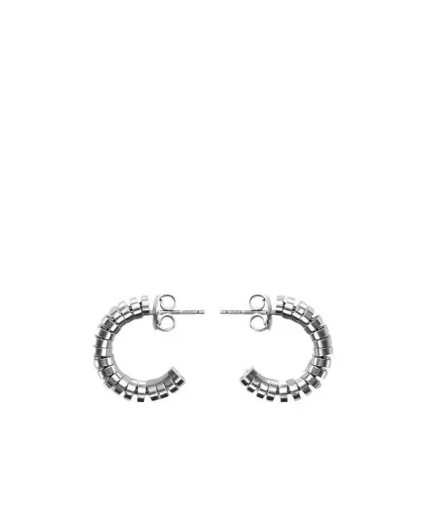 Bottega Veneta Sterling Silver Hoop Earrings - Gray