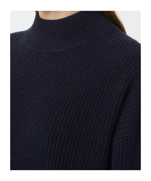 Max Mara Mock Neck Ribbed Jumper - Navy Blue