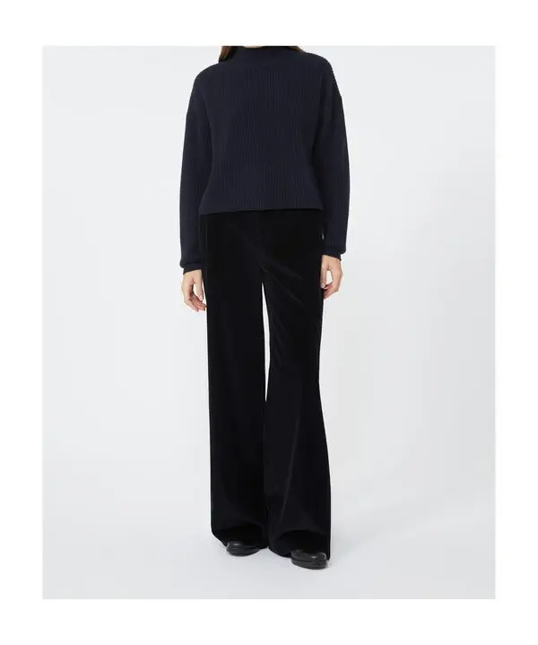 Max Mara Mock Neck Ribbed Jumper - Navy Blue