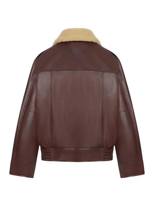 Bottega Veneta Leather Zip-up Jacket With Shearling Collar