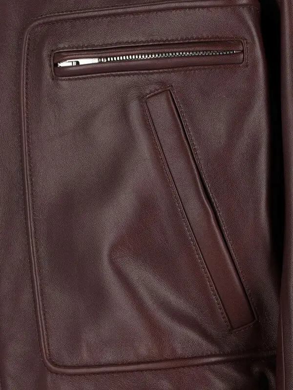Bottega Veneta Leather Zip-up Jacket With Shearling Collar