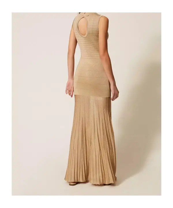 TWINSET Lurex Cut-out Knitted Maxi Dress