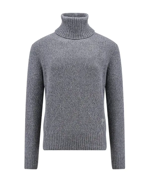 AMI Paris De Coeur Roll Neck Knitted Jumper - Gray