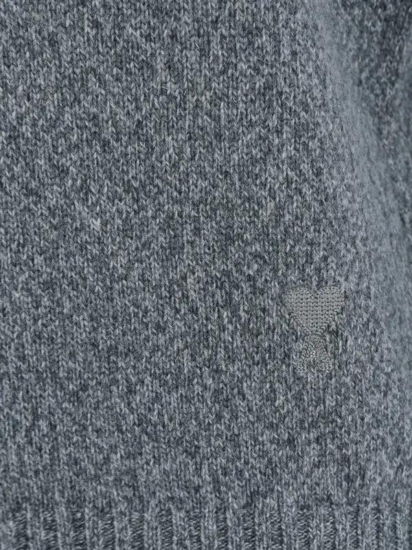 AMI Paris De Coeur Roll Neck Knitted Jumper - Gray