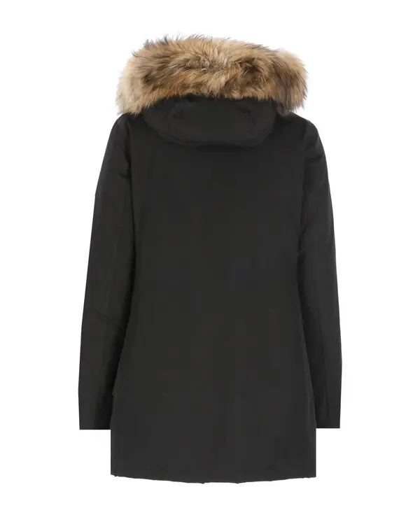 Woolrich Hooded Down Parka With Fur Trim - Black